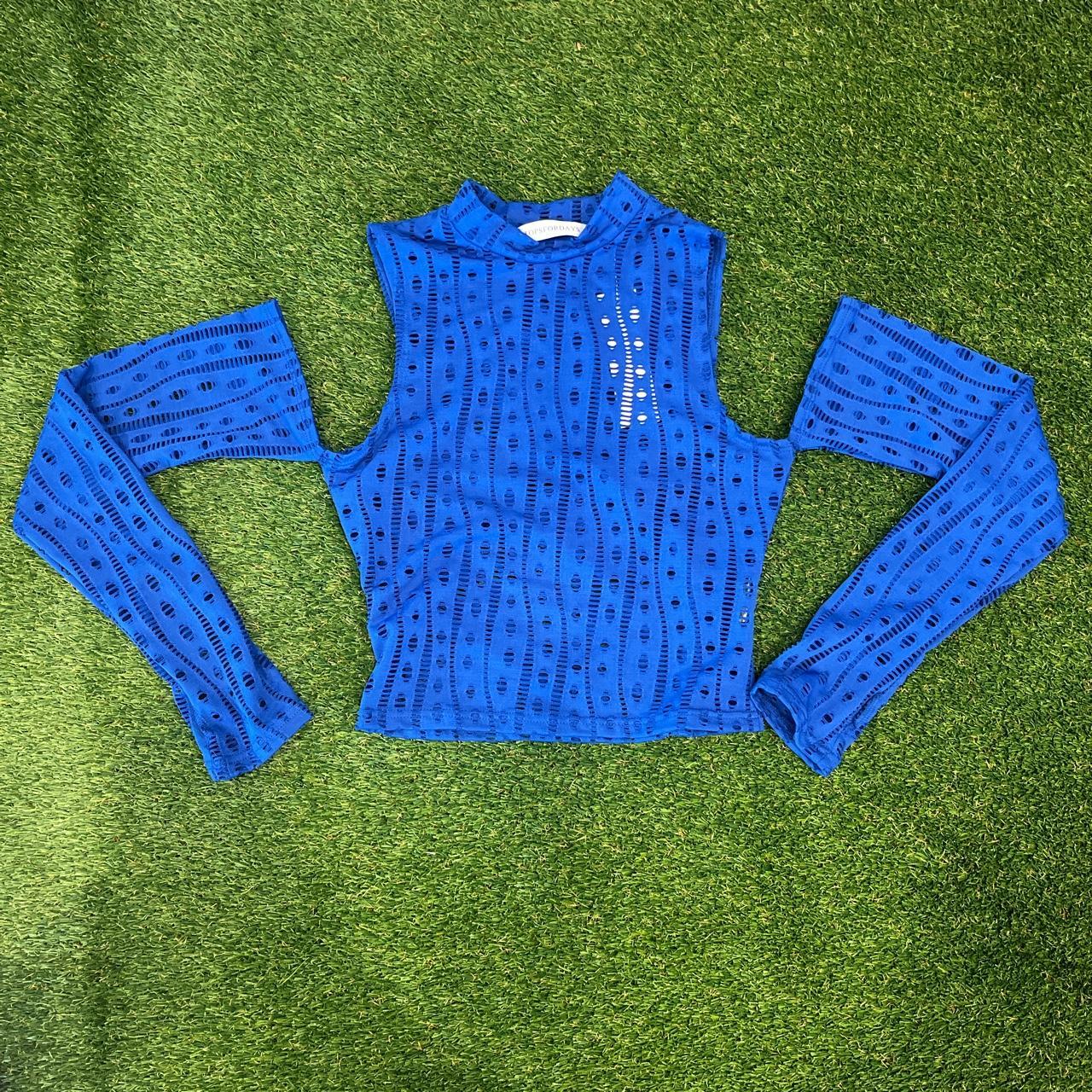 Blue mesh top | Depop
