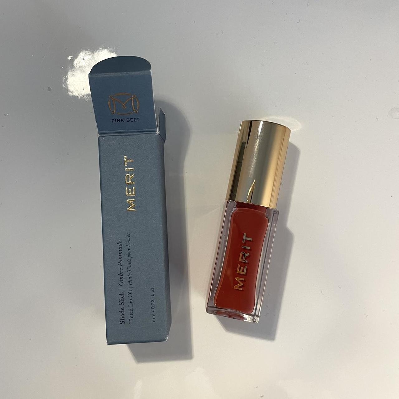NEW merit lip oil in pink beet never used or... - Depop