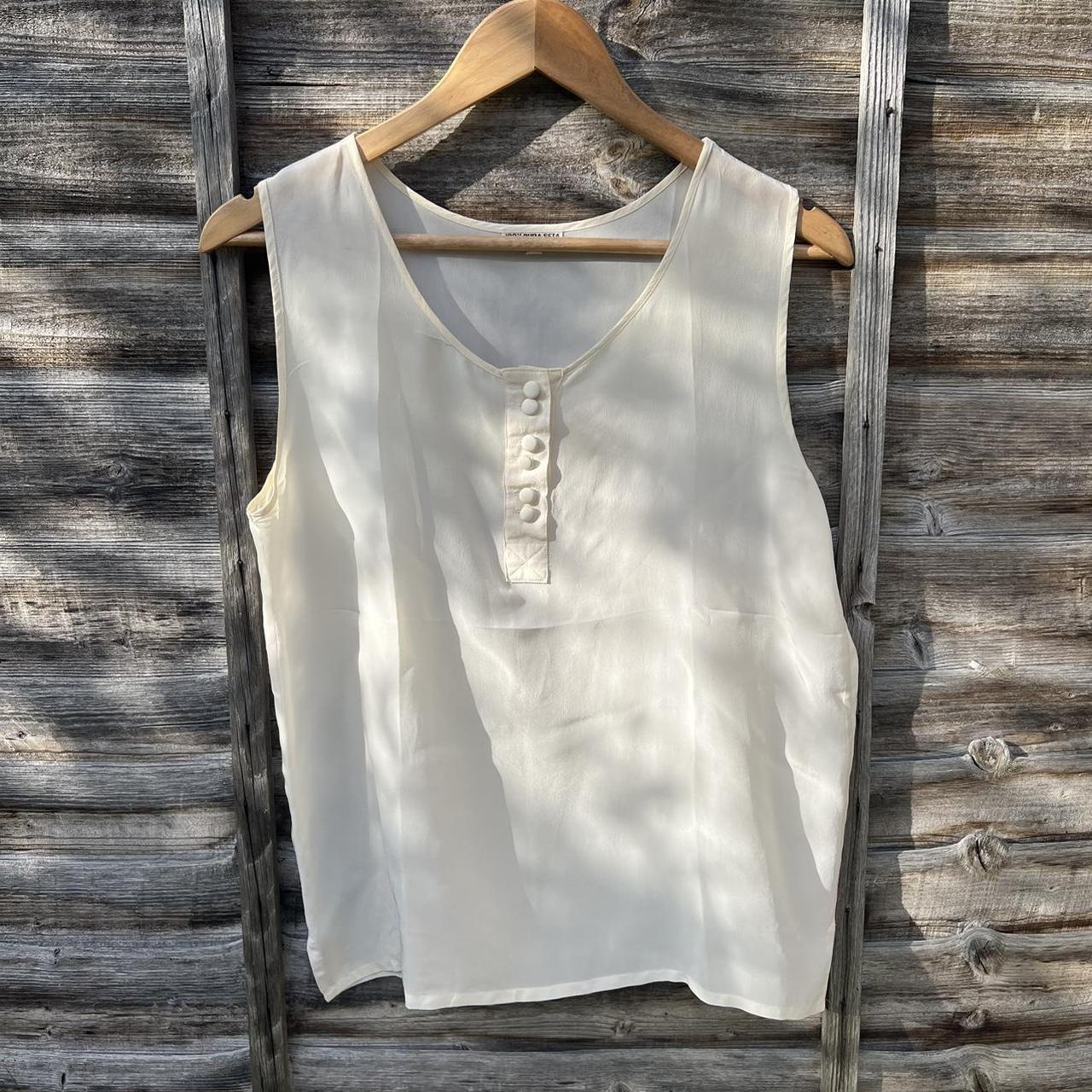 Cream 100% Pure Silk Flowy Vest Top. Size L In very... | Depop