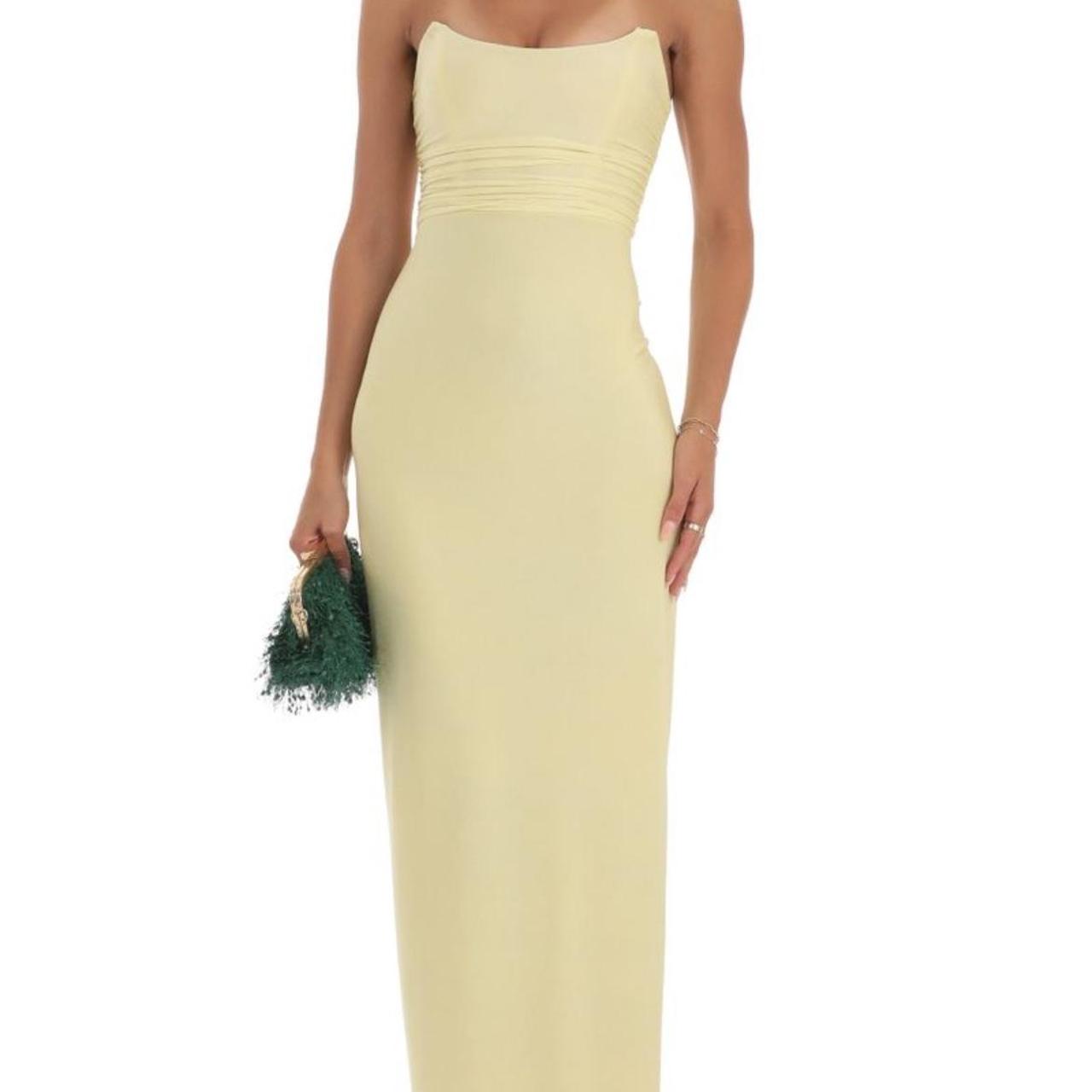 Lucy in the sky macey Corset Strapless Dress in... - Depop