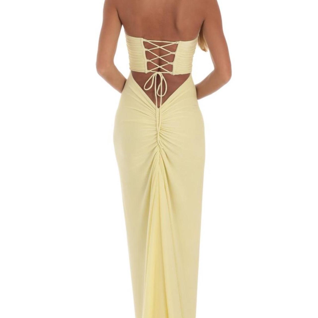 Lucy in the sky macey Corset Strapless Dress in... - Depop