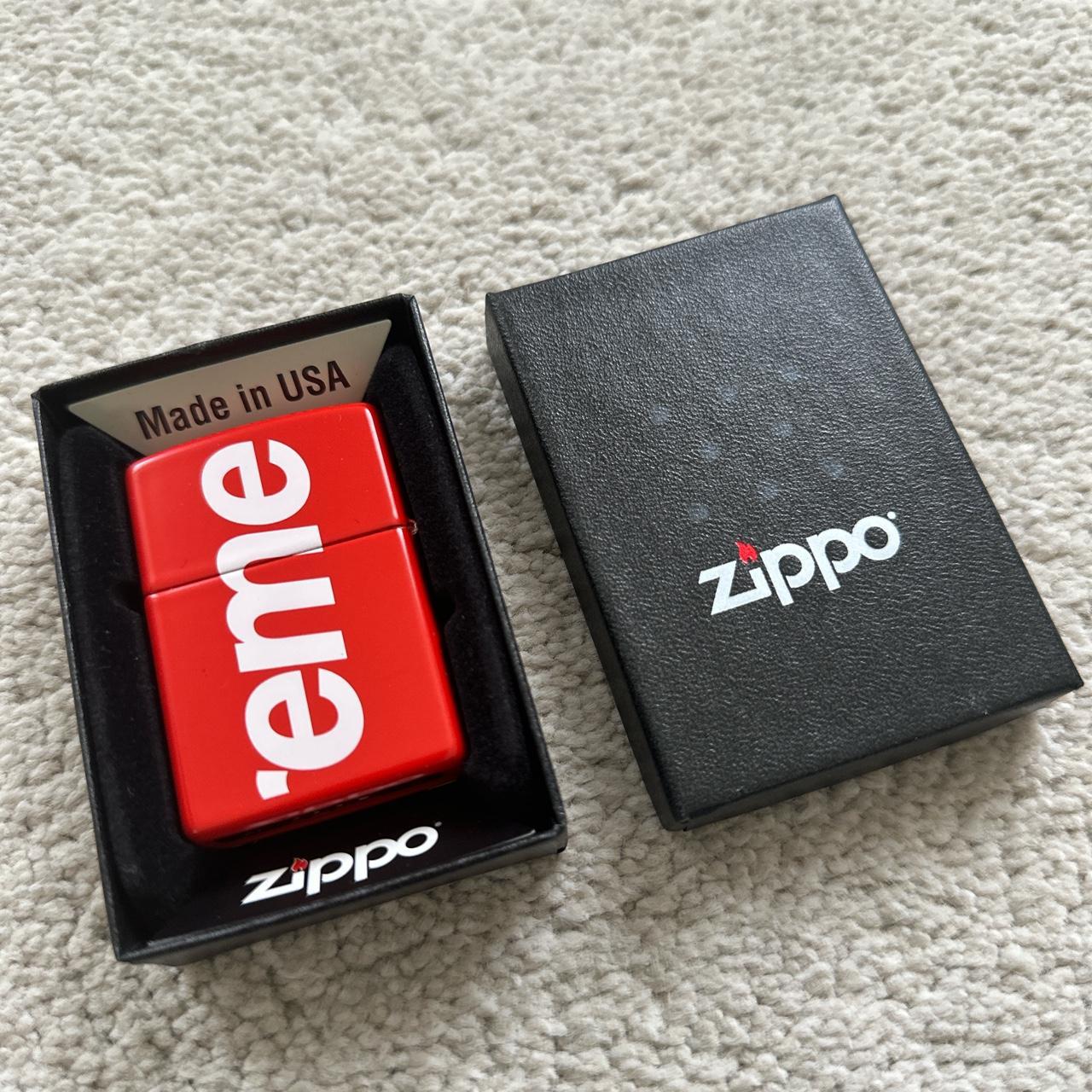 #supreme zippo lighter Classic red logo #boxlogo... - Depop