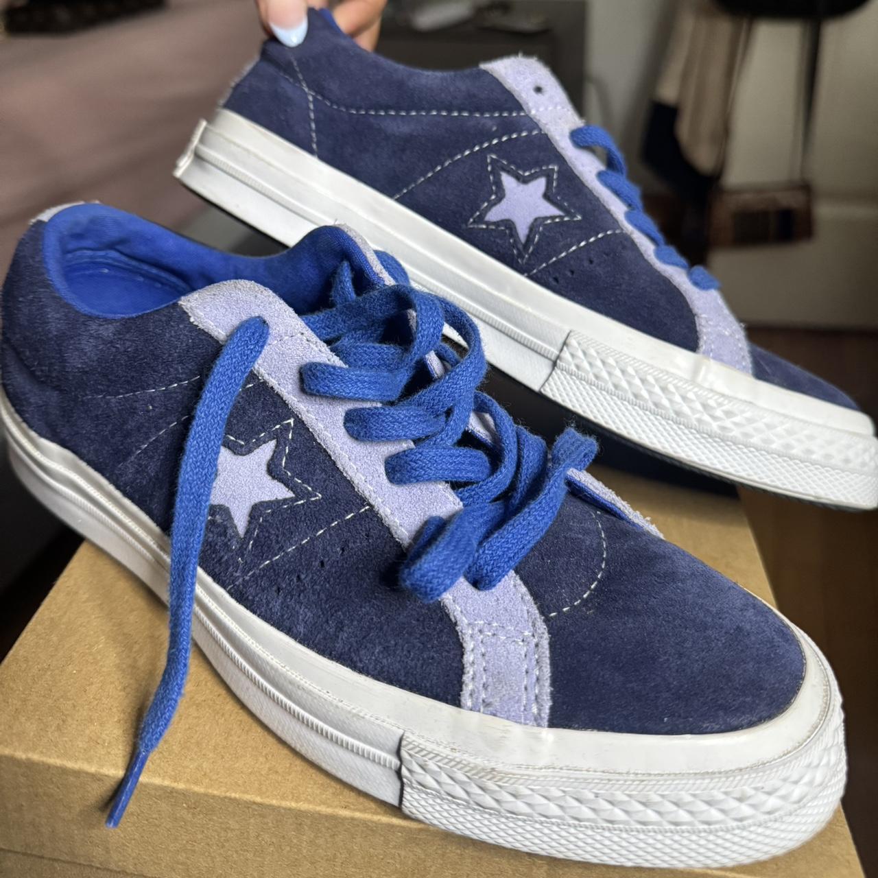 Converse One Star blue and white suede... | Depop