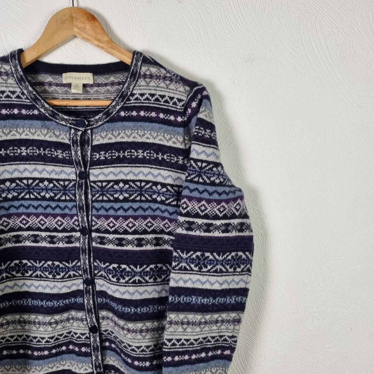 Appleseeds Fair Isle Cardigan Women's Medium Blue... - Depop