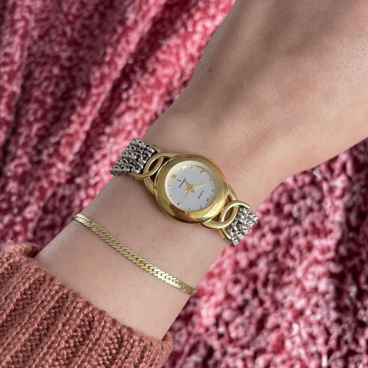 -Vintage gold and silver watch Watch band length: 7... - Depop