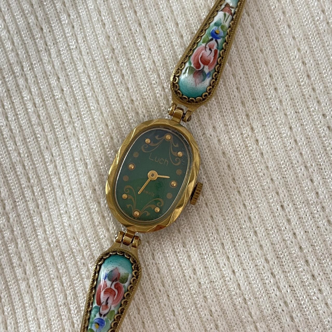 Antique hand painted floral enamel watch Beautiful... - Depop