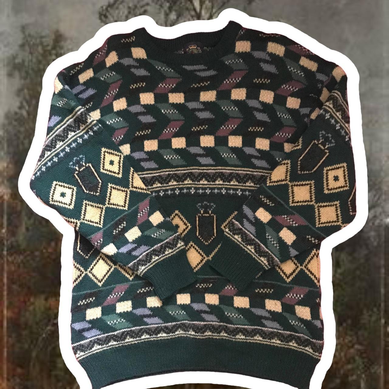 Vintage funky patterned knit jumper. DETAILS: •... - Depop