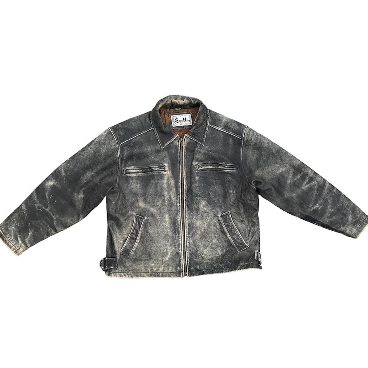 Exceed Distressed Leather Jacket Check other post... - Depop