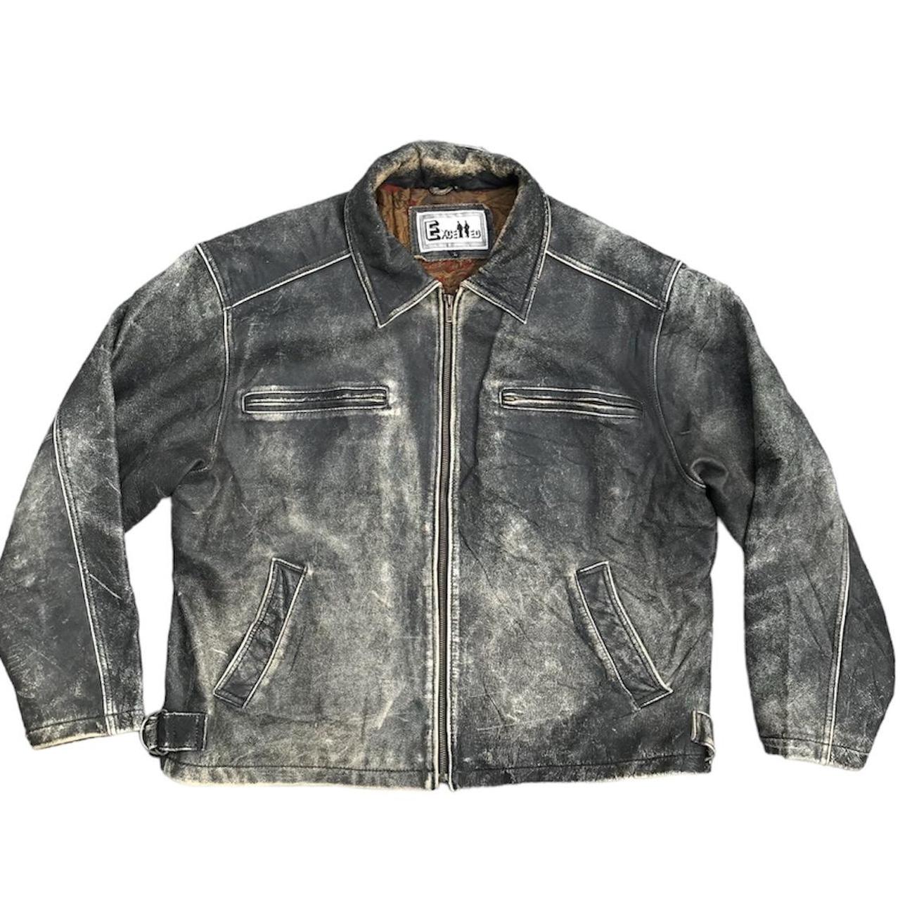 Exceed Distressed Leather Jacket Check other post... - Depop