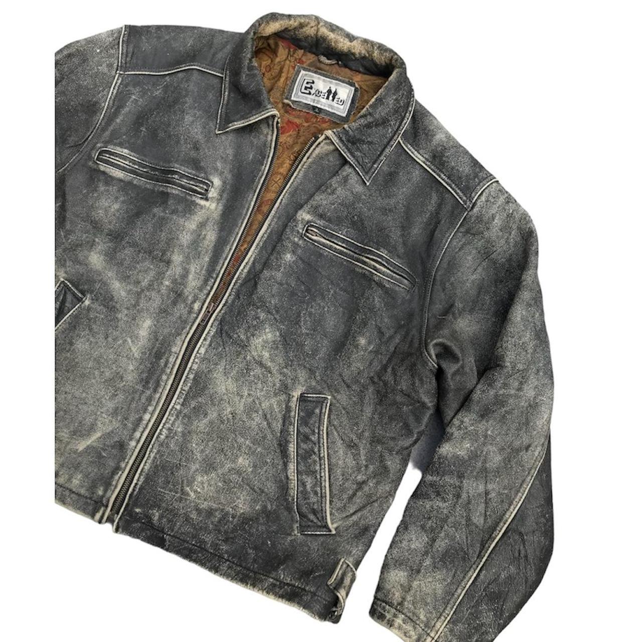 Exceed Distressed Leather Jacket Check other post... - Depop