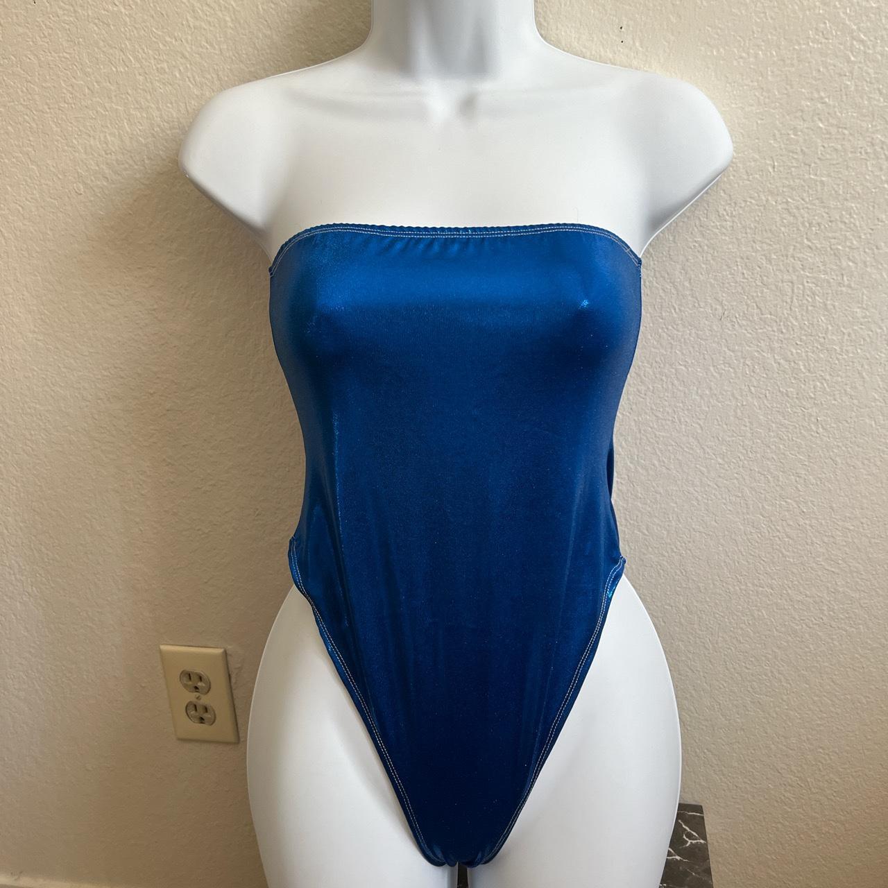 Blue strapless one piece rave outfit Can be used to... - Depop