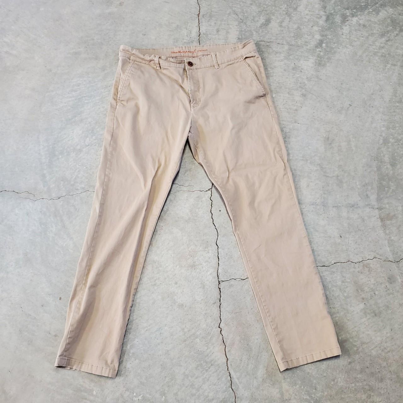 Khaki Slacks Dress Chino Tapered Weatherproof... | Depop