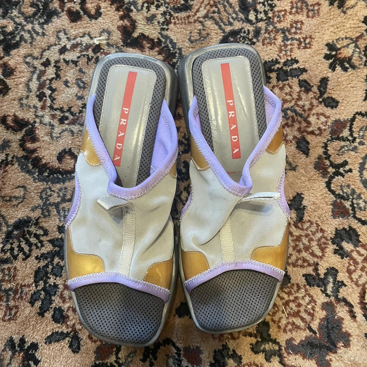 Vintage 90s Prada multicolor sandals. In amazing... - Depop