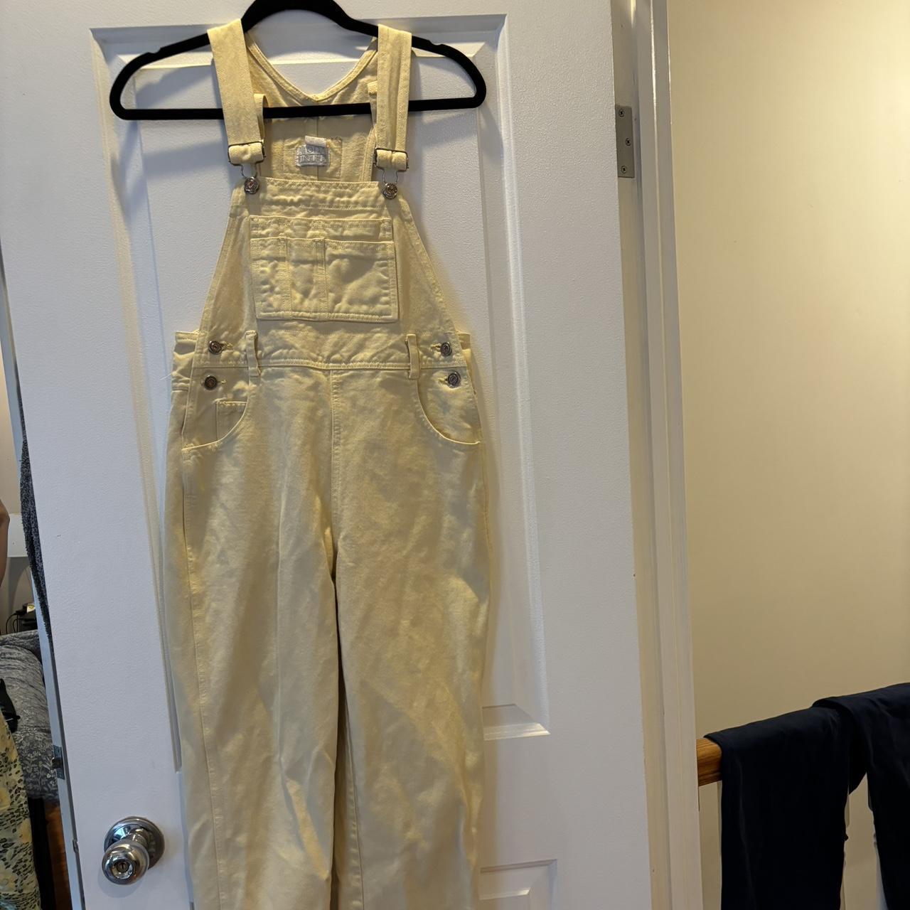 Vintage pale yellow overalls! Size XS straight leg... - Depop