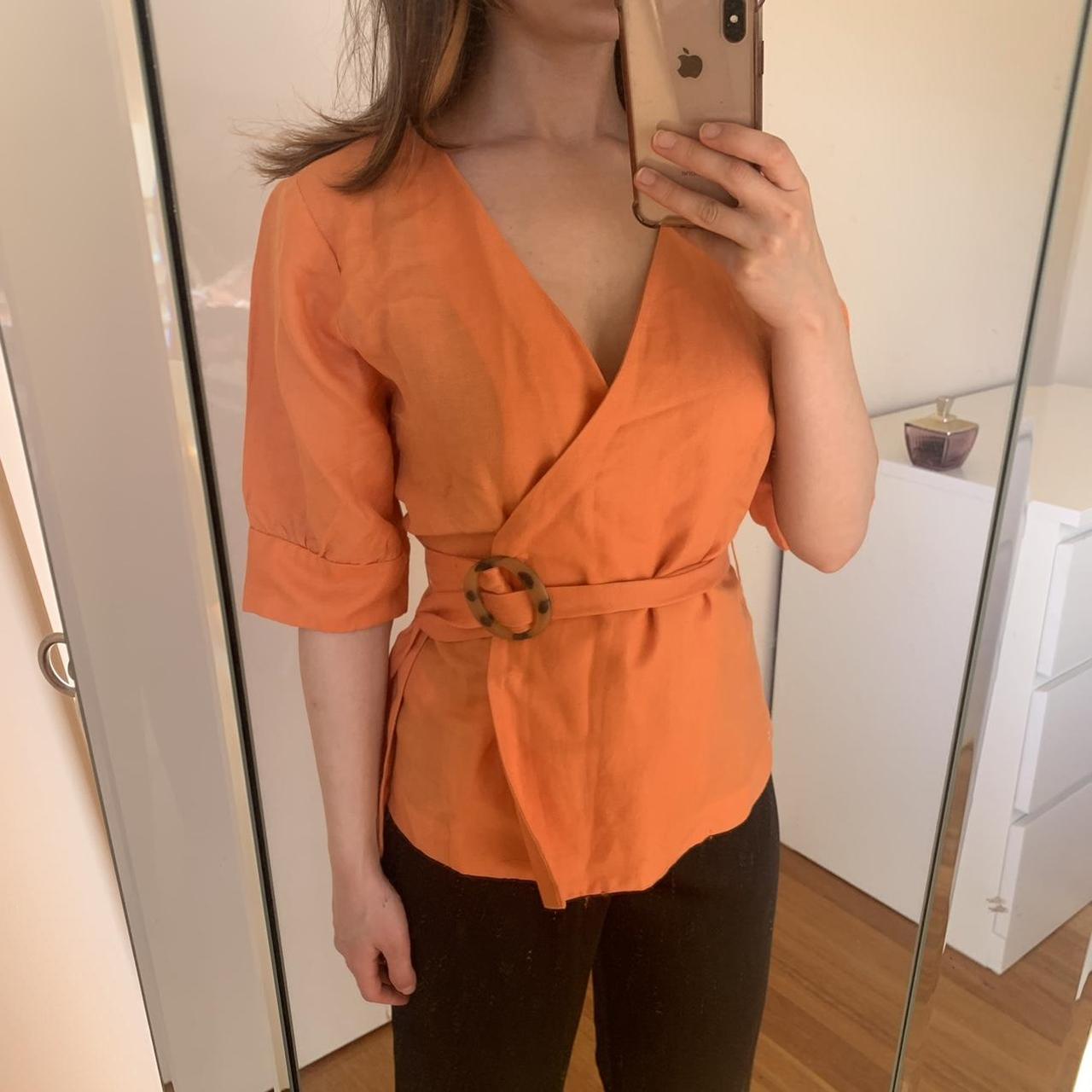 SEED orange wrap top Worn once or twice Size 6 - Depop