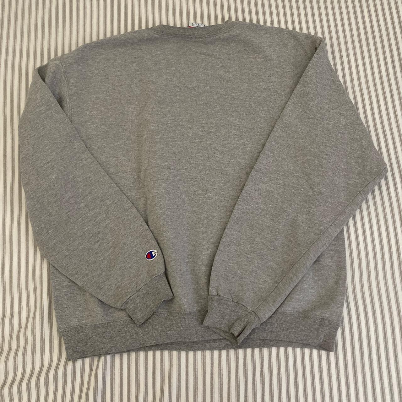 gray vintage champion crewneck sweater drop shoulder... - Depop