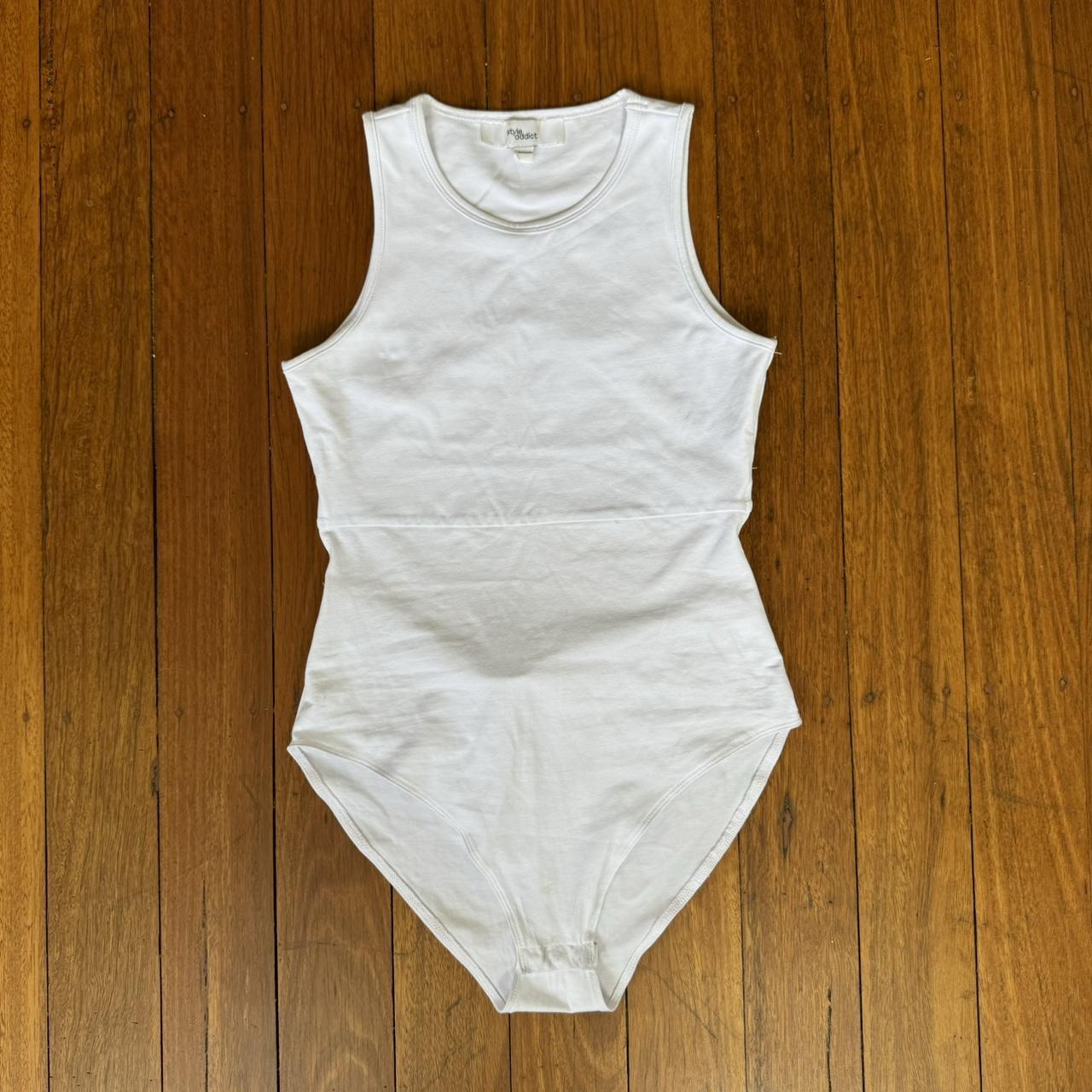 Style addict white backless bodysuit Great used... - Depop