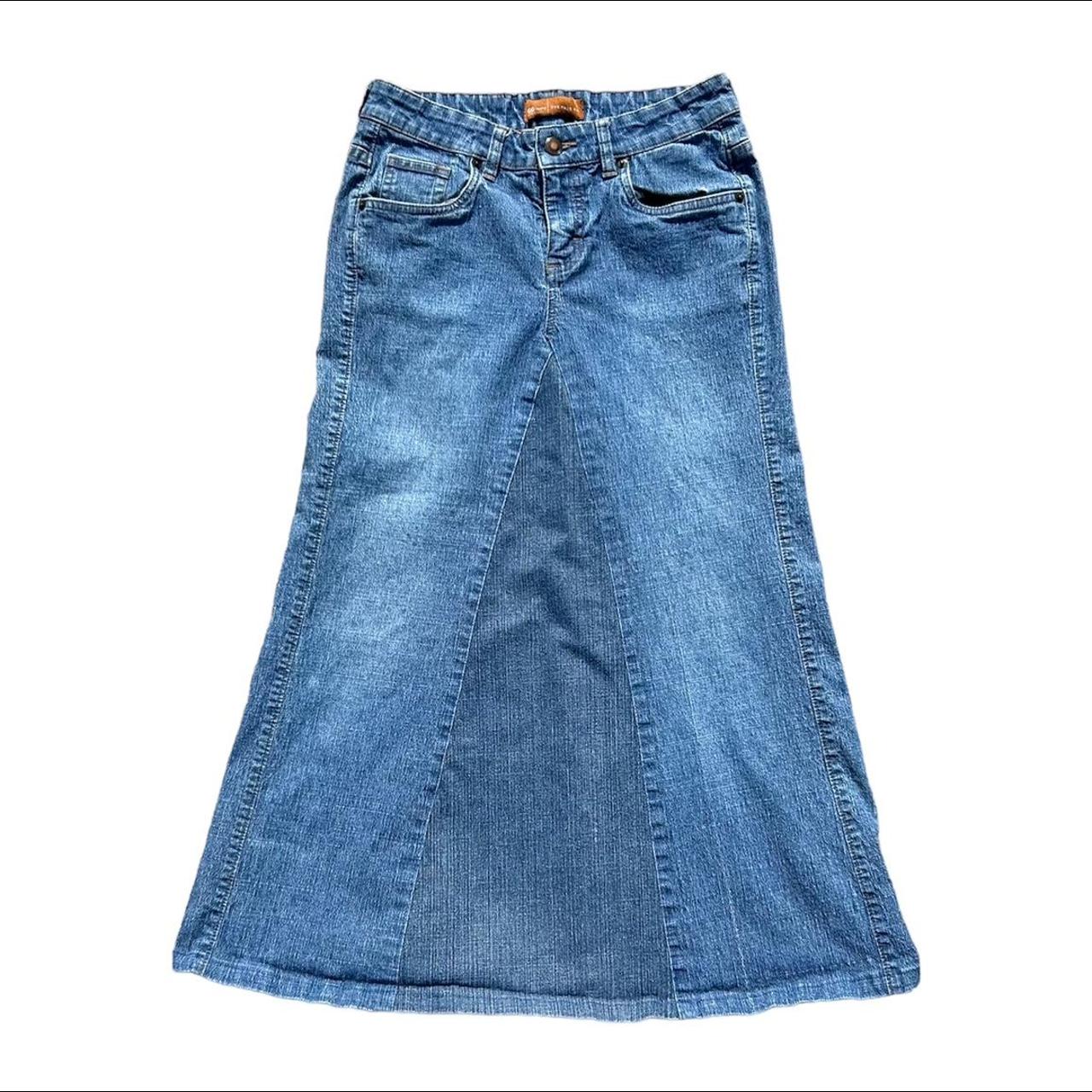 Vintage Lee Jeans Denim Maxi Skirt size 3/4... - Depop