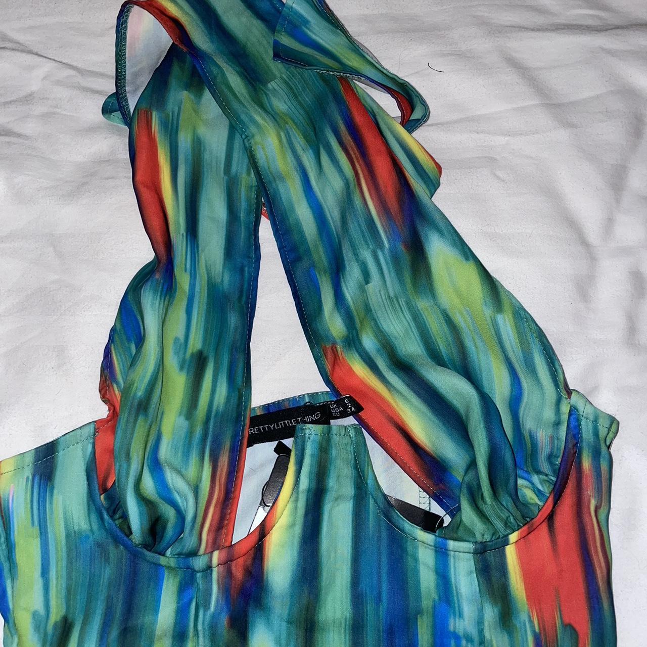 Pretty Little Thing Underboob blue top. Size UK... - Depop