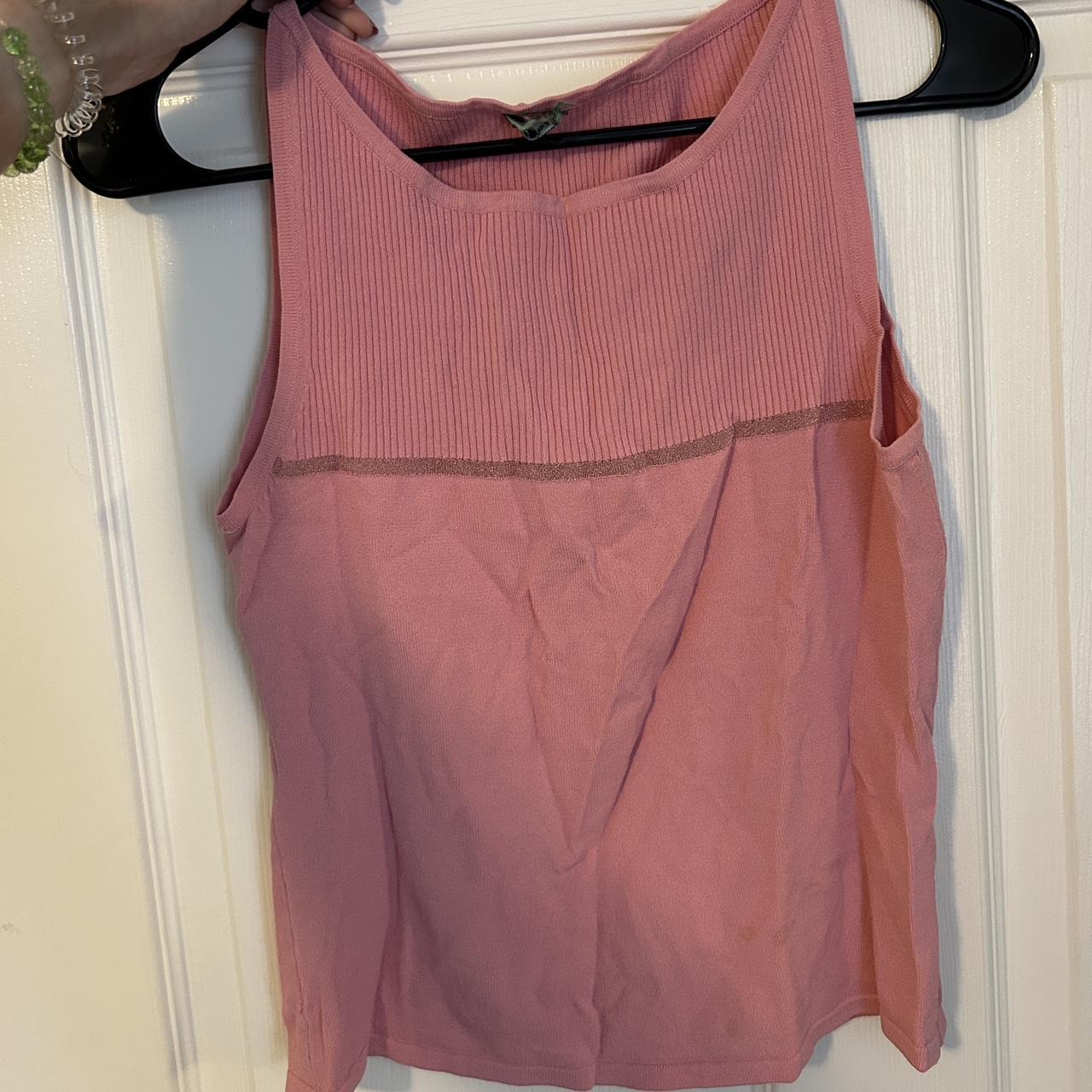 bubblegum pink knit tank. stretchy with glitter... - Depop