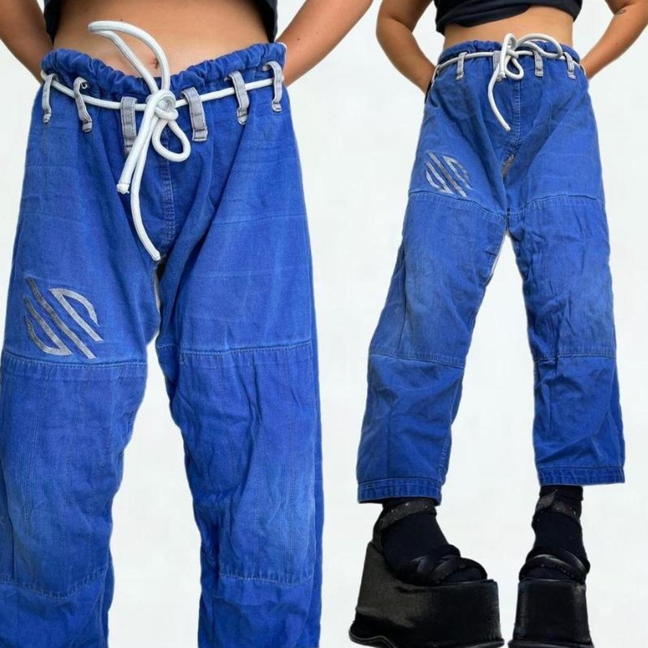 Vintage 90s Blue Grunge Rave Skate Goth Pants /... - Depop