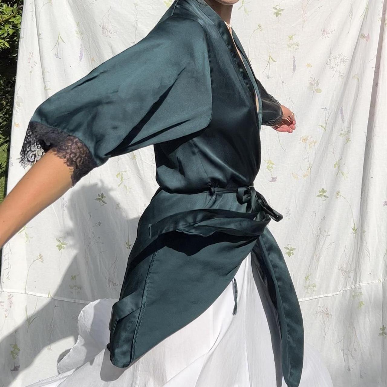 Dark green satin robe Style: Satin effect robe. //... - Depop