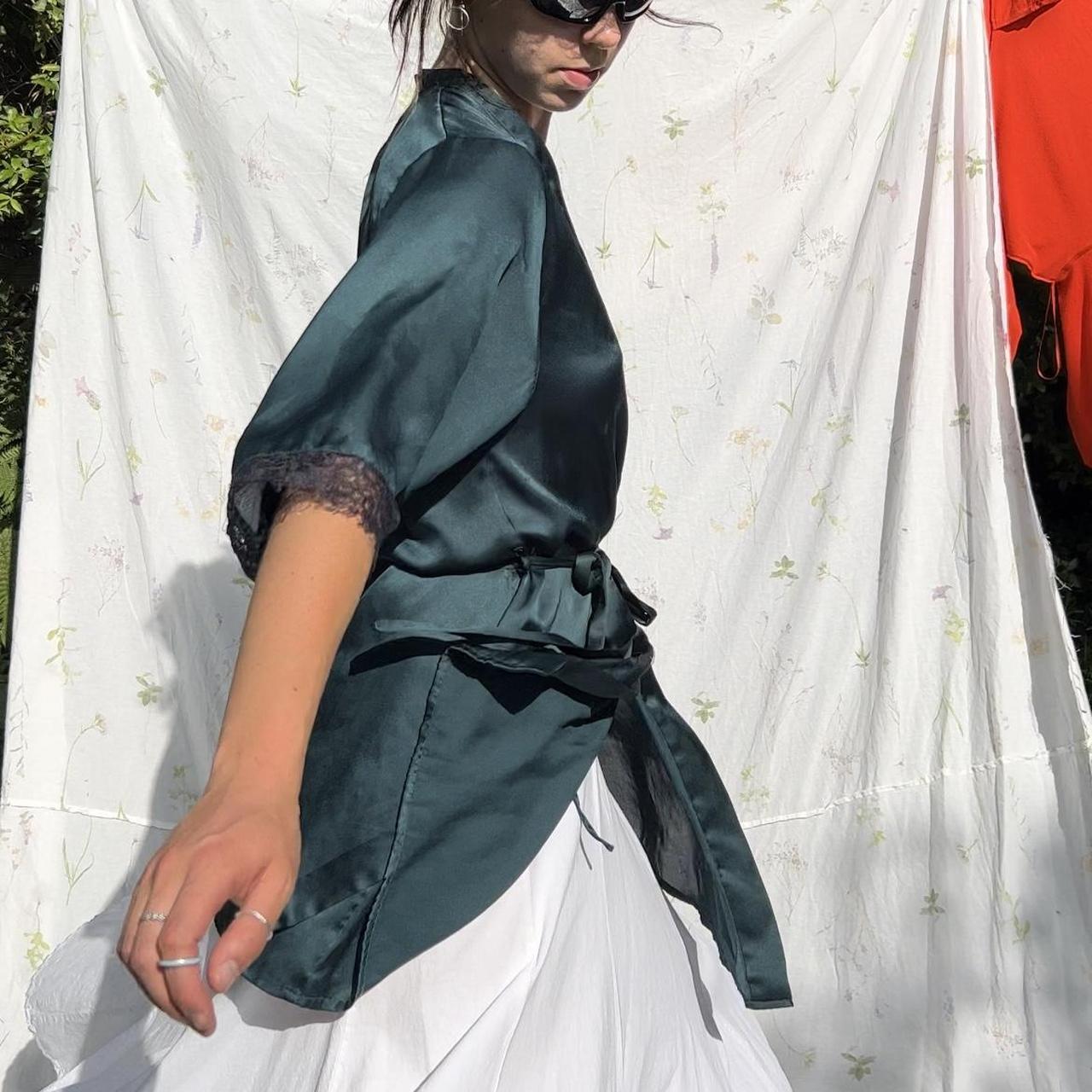 Dark green satin robe Style: Satin effect robe. //... - Depop