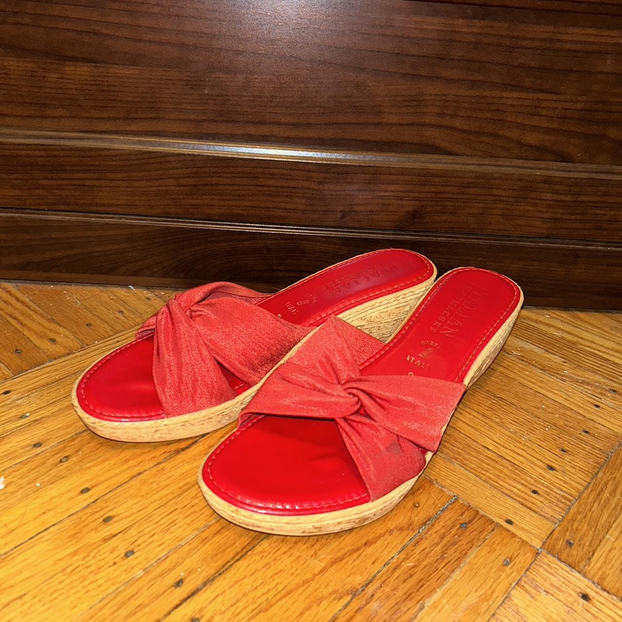Italian Shoemakers Women's Red Sandals | Depop