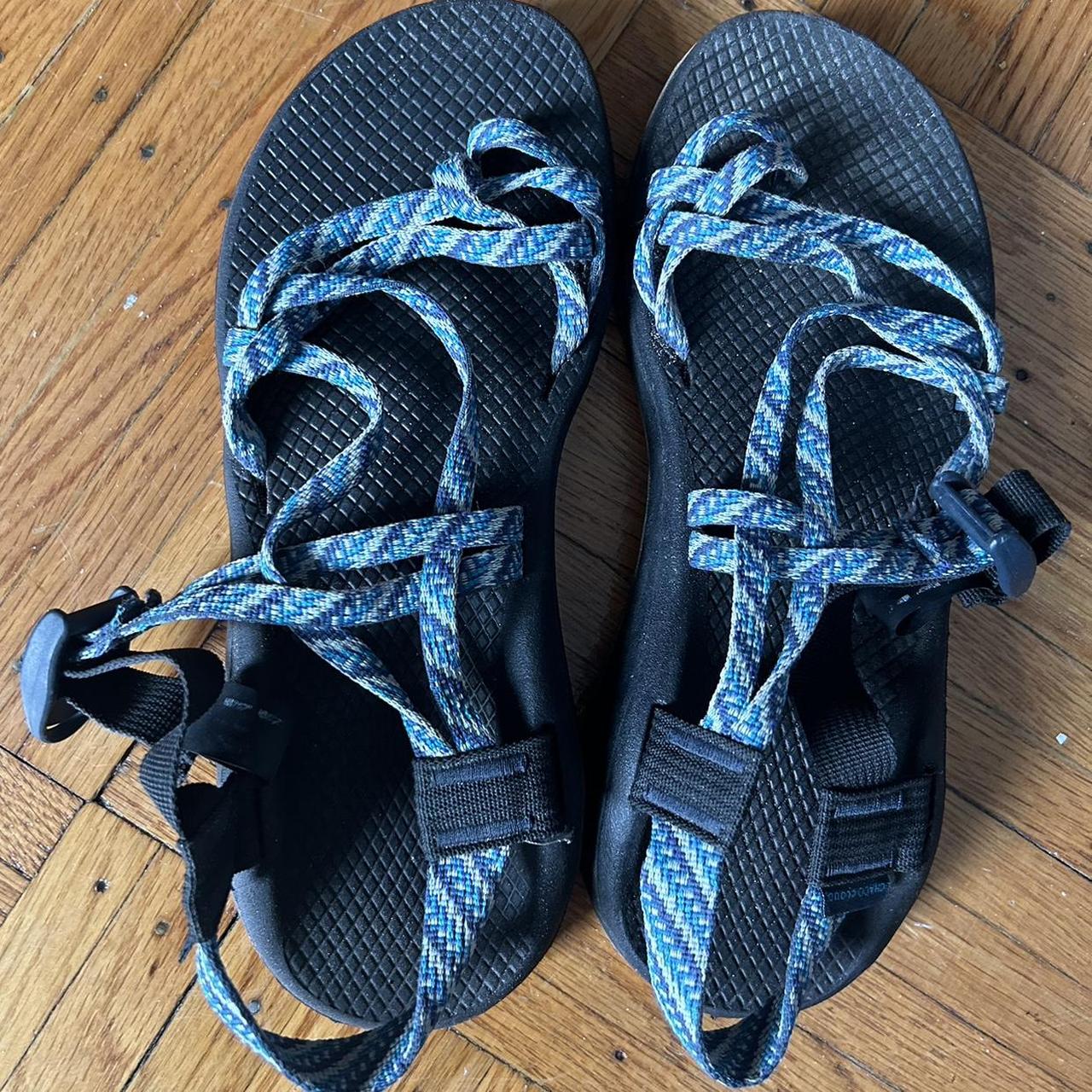 Chaco Women's Black and Blue Sandals | Depop