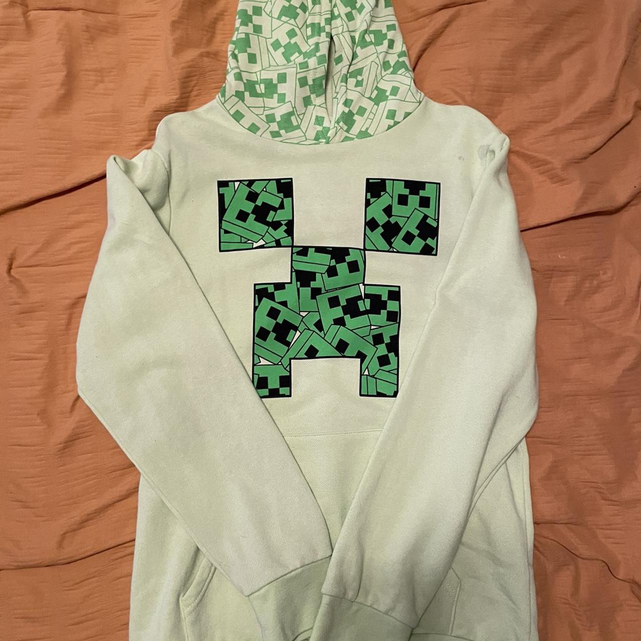 Neon green minecraft creeper hoodie, kids XL fits... - Depop