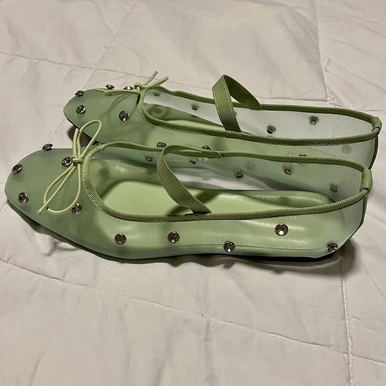 Crystal embellished mesh ballet flats. These are a... - Depop