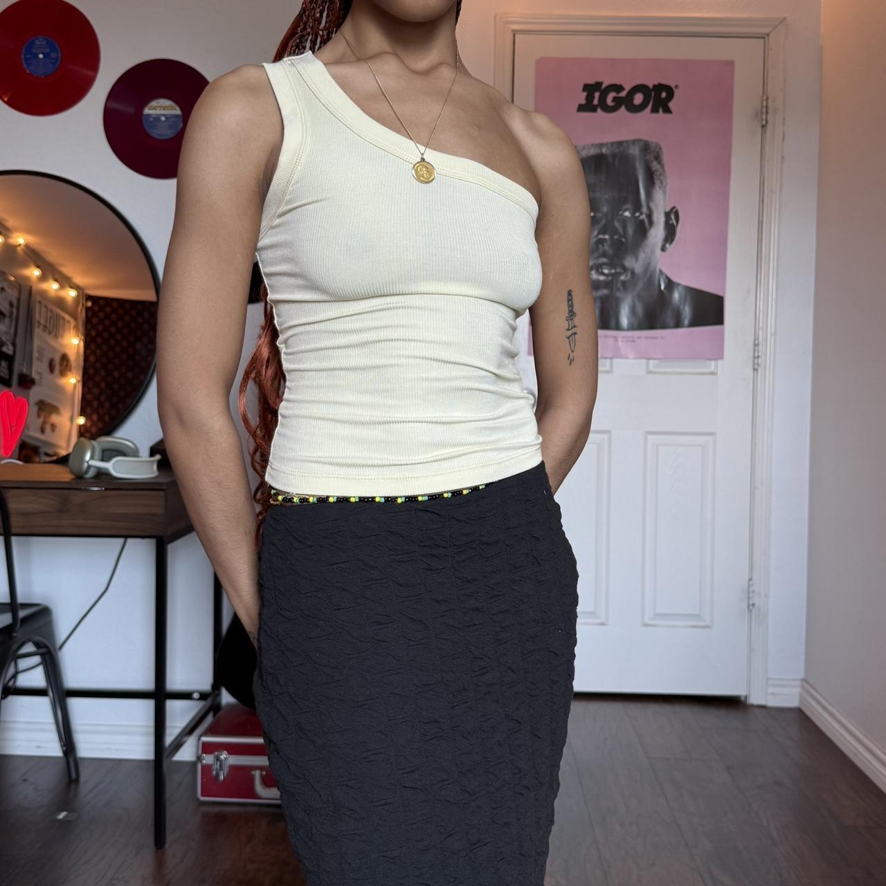 Light yellow one shoulder top Fashion Nova, new with... | Depop