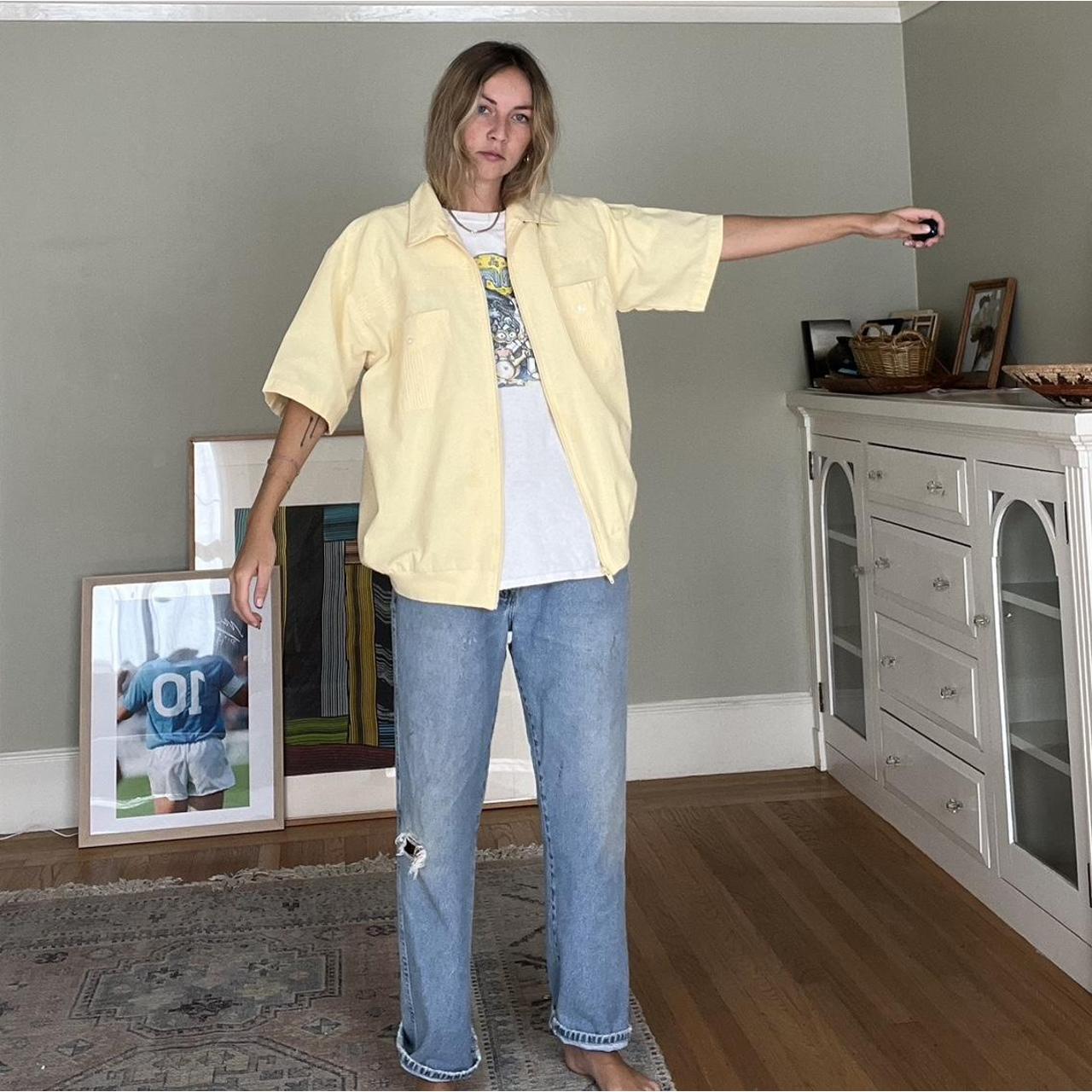 Vintage 80’s pale yellow zip up jacket. Super cool... - Depop