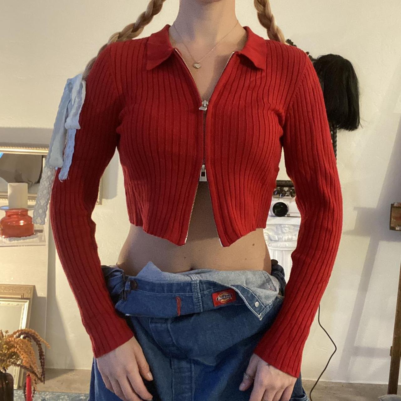 UO double zip sweater measurements lying flat... - Depop