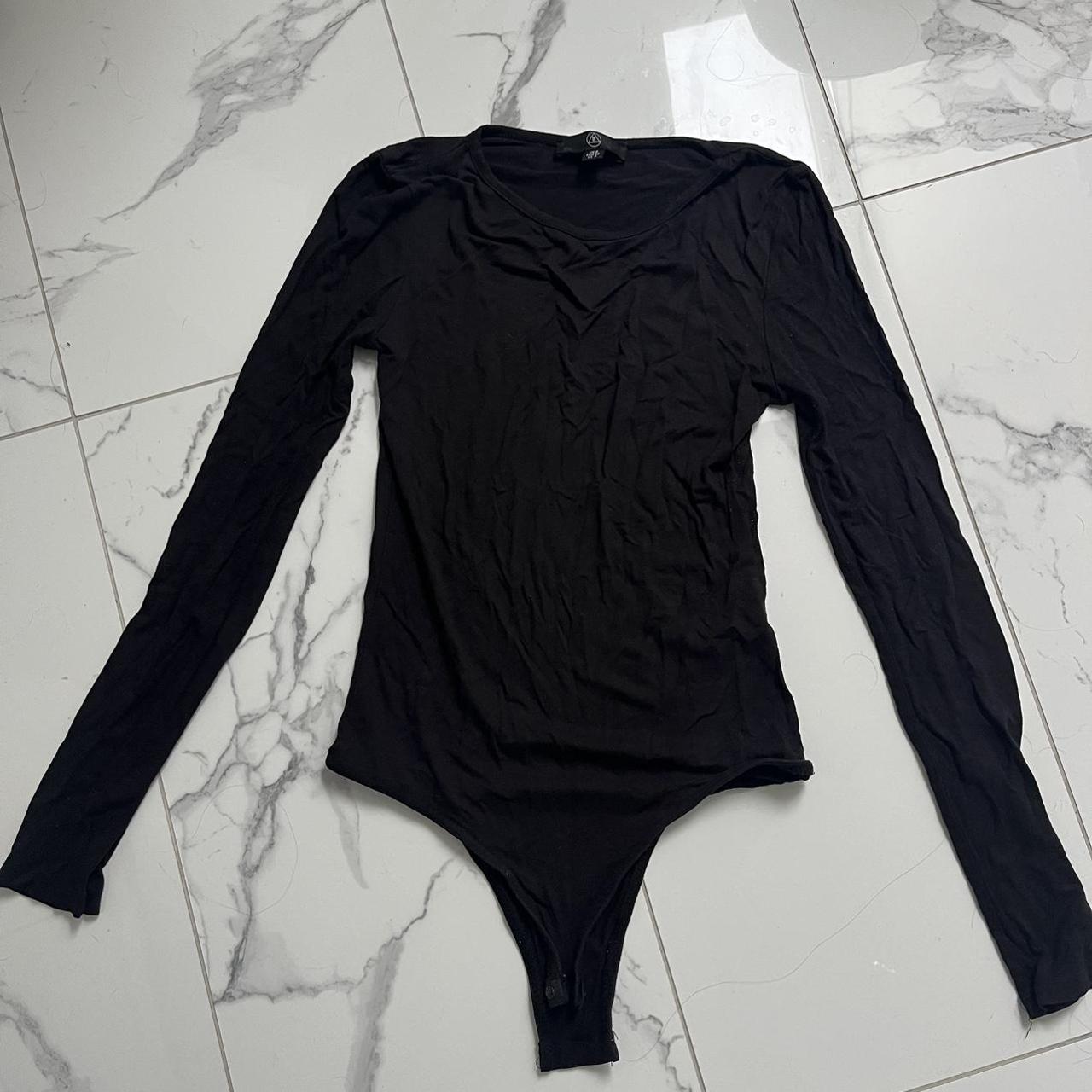 MISSGUIDED black cotton long sleeve bodysuit🖤 size... - Depop