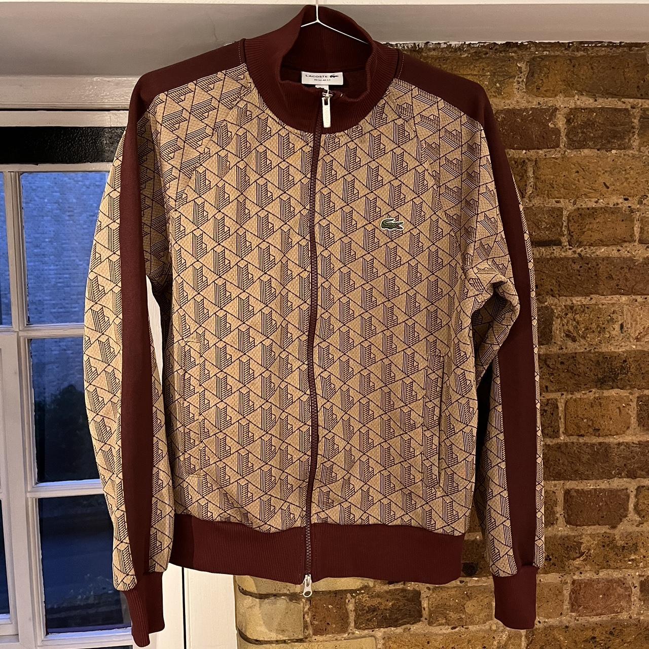 Lacoste jacquard monogram pattern zip-up No flaws,... - Depop
