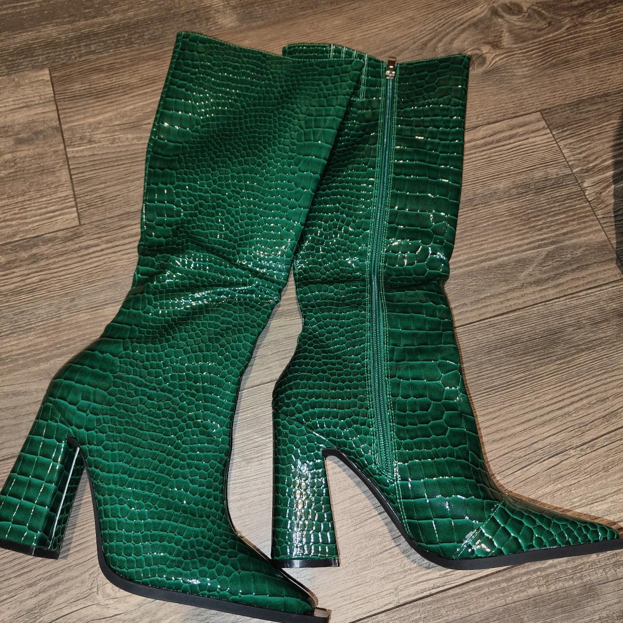 Raid Green Patent Croc boots Never been worn. I got... - Depop