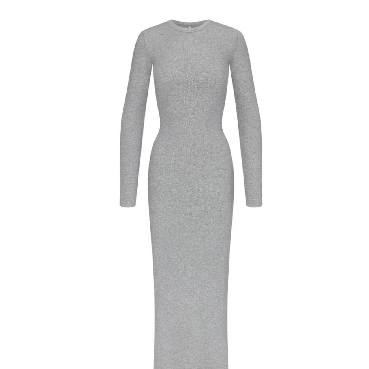 Skims Women's Silver and Grey Dress | Depop