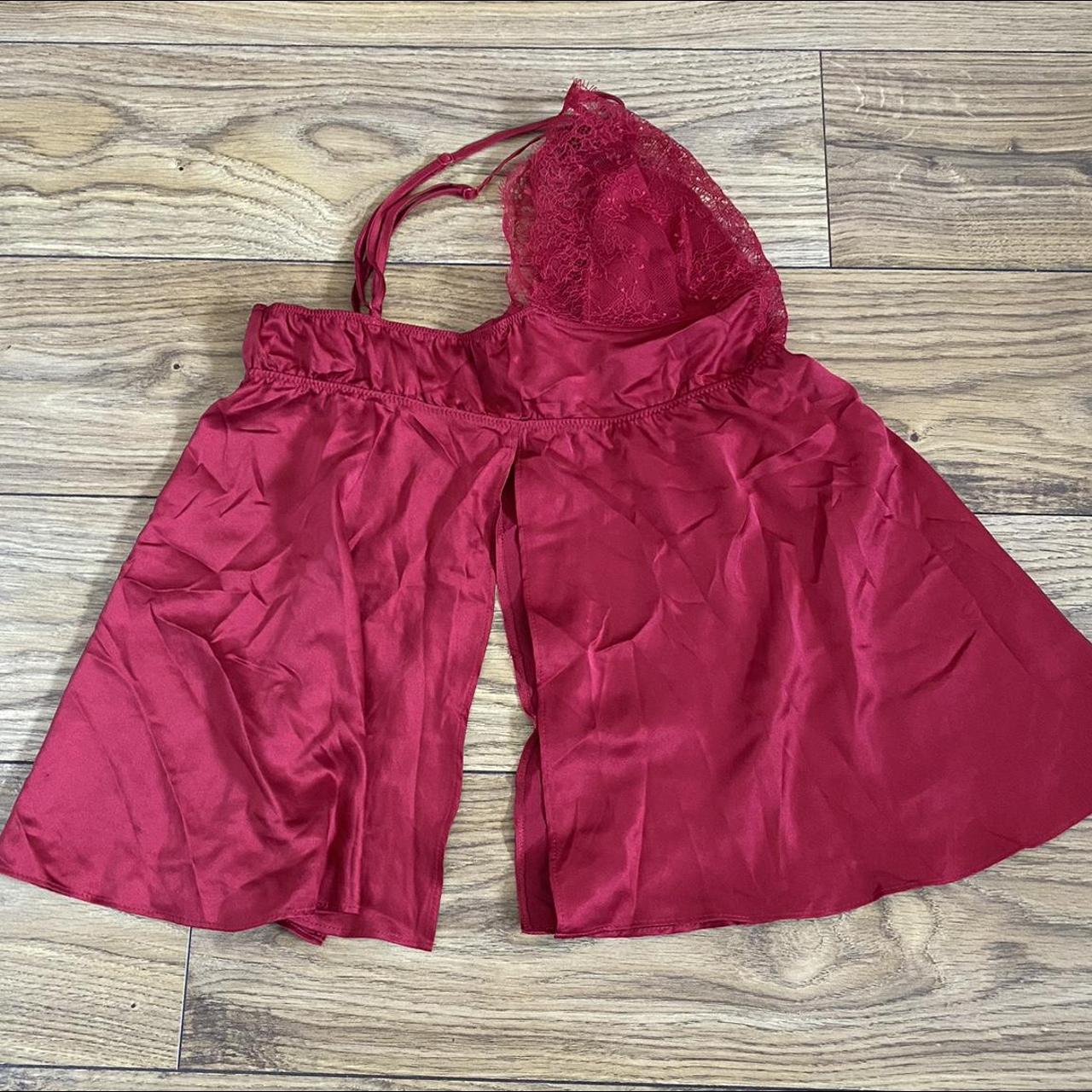 Victoria secret red silk and lace babydoll dress... - Depop
