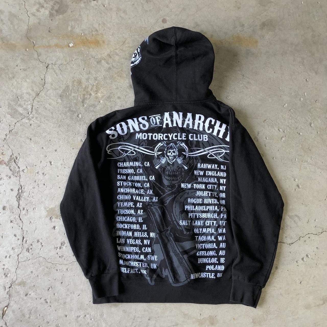 Y2K Sons of Anarchy Samcro Reaper Crew Boxy Zip... - Depop