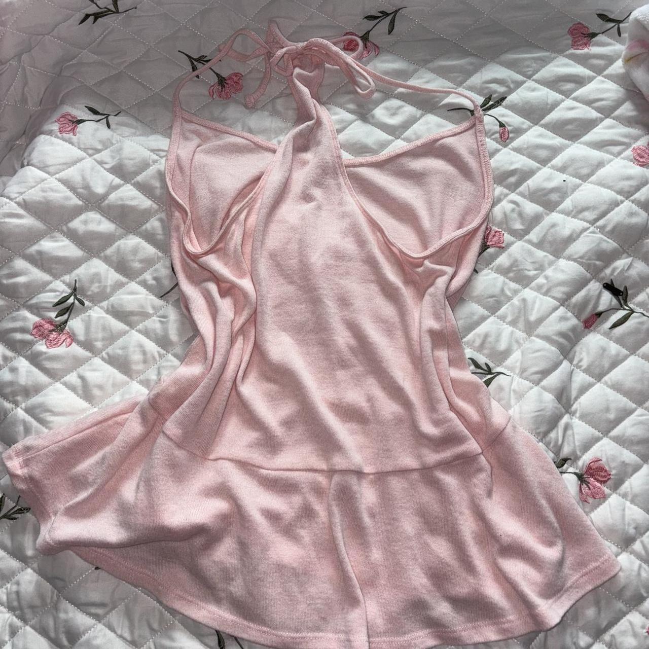 Hollister baby pink low cut top with cute tie detail... | Depop