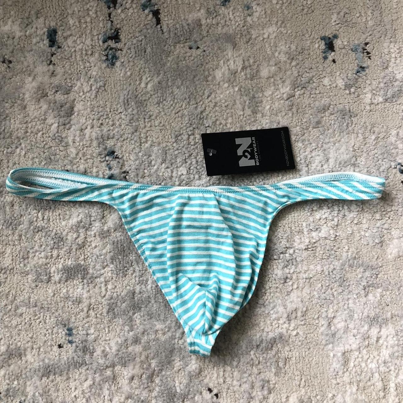 Blue & White Striped N2N Thong 🪩 -brand is N2N (gay... - Depop