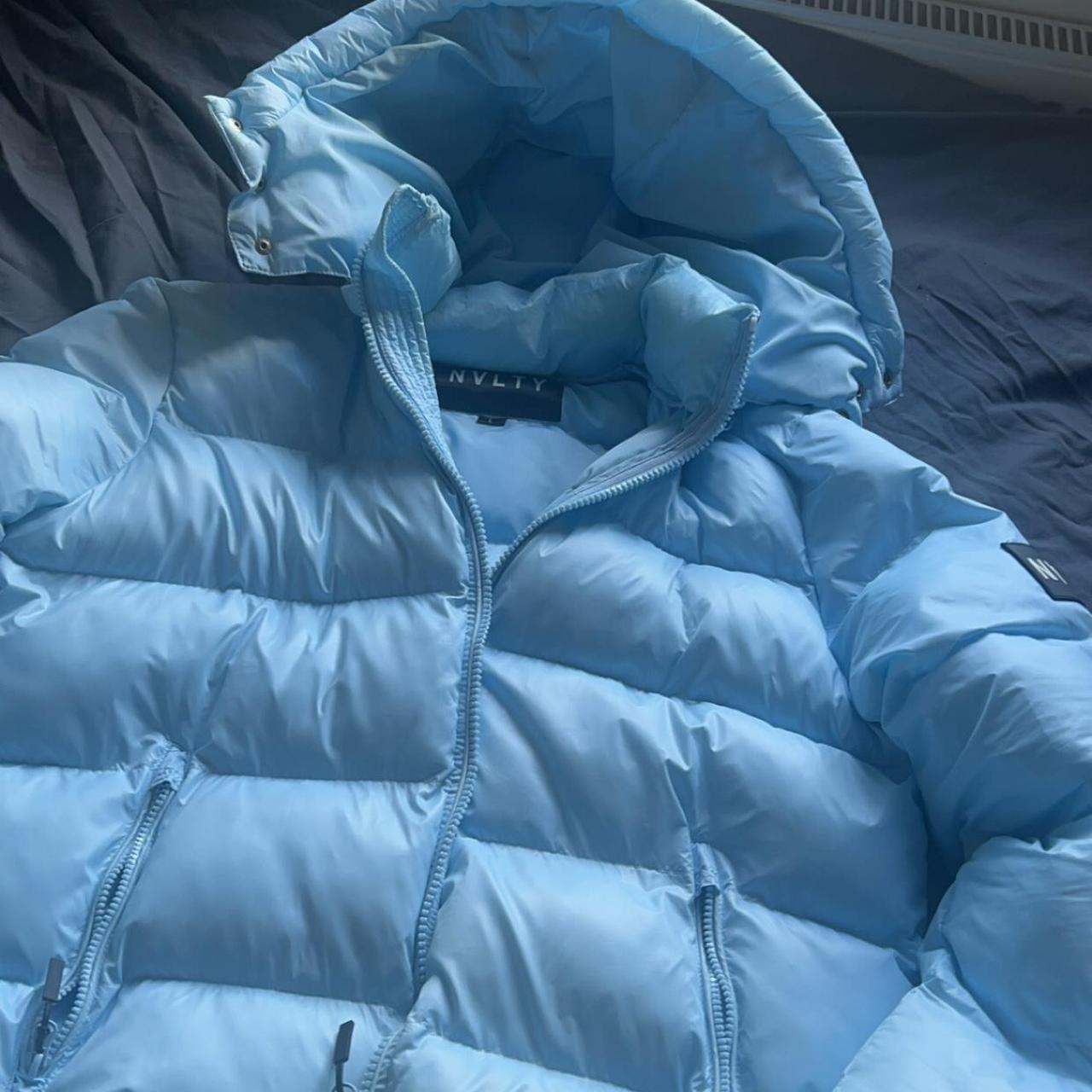 Mens NVLTY Baby Blue Puffer Jacket/Coat Size L Good... - Depop