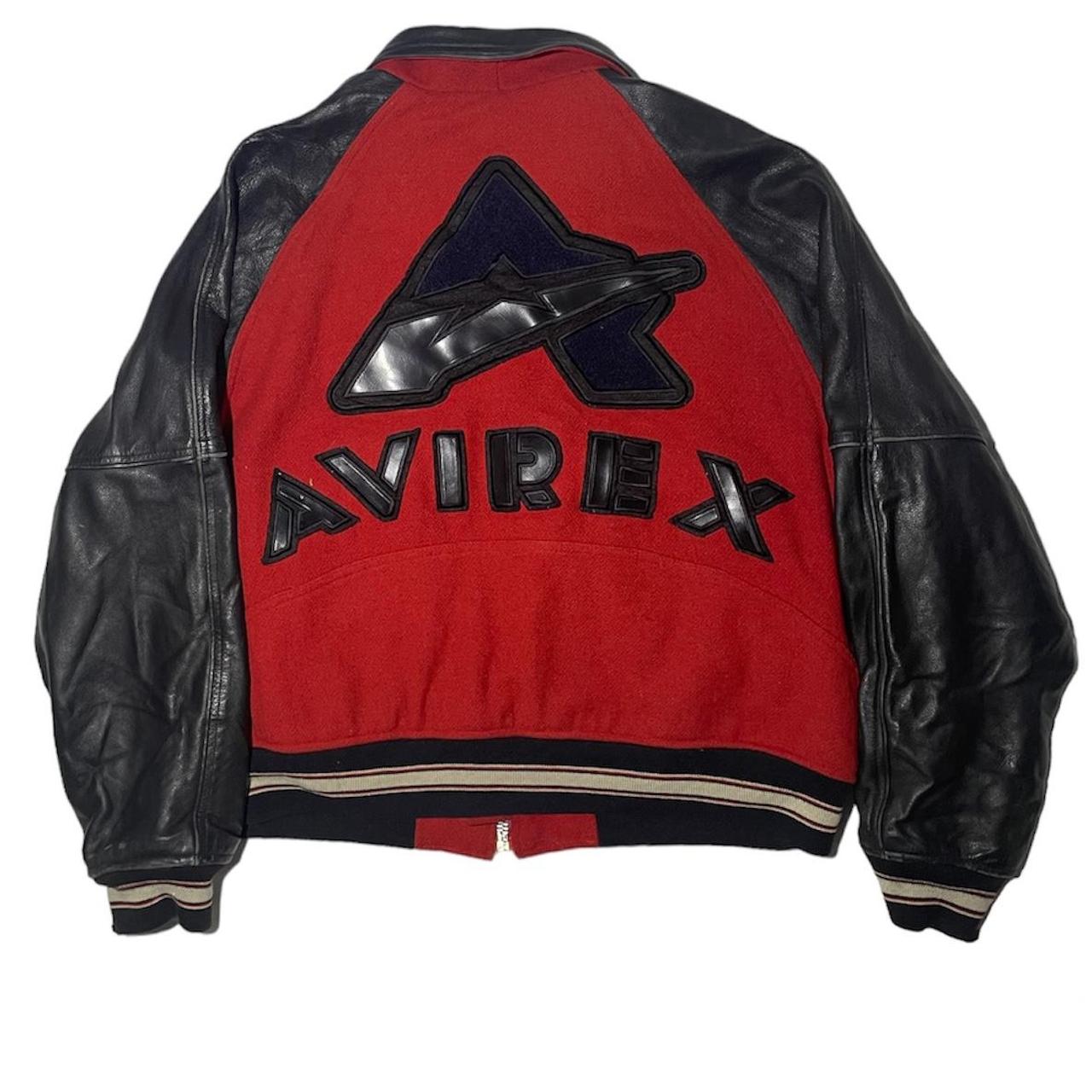 Vintage Avirex leather and wool jacket big... - Depop