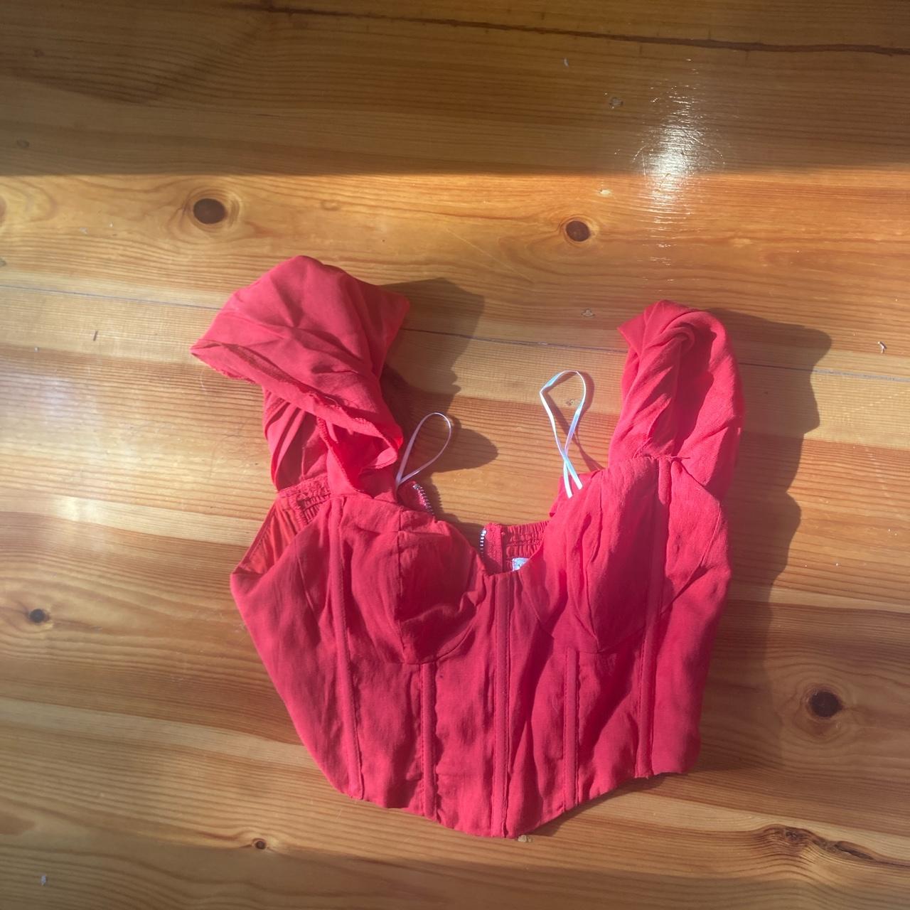 Red corset top Sleeveless top with boning Soft... - Depop