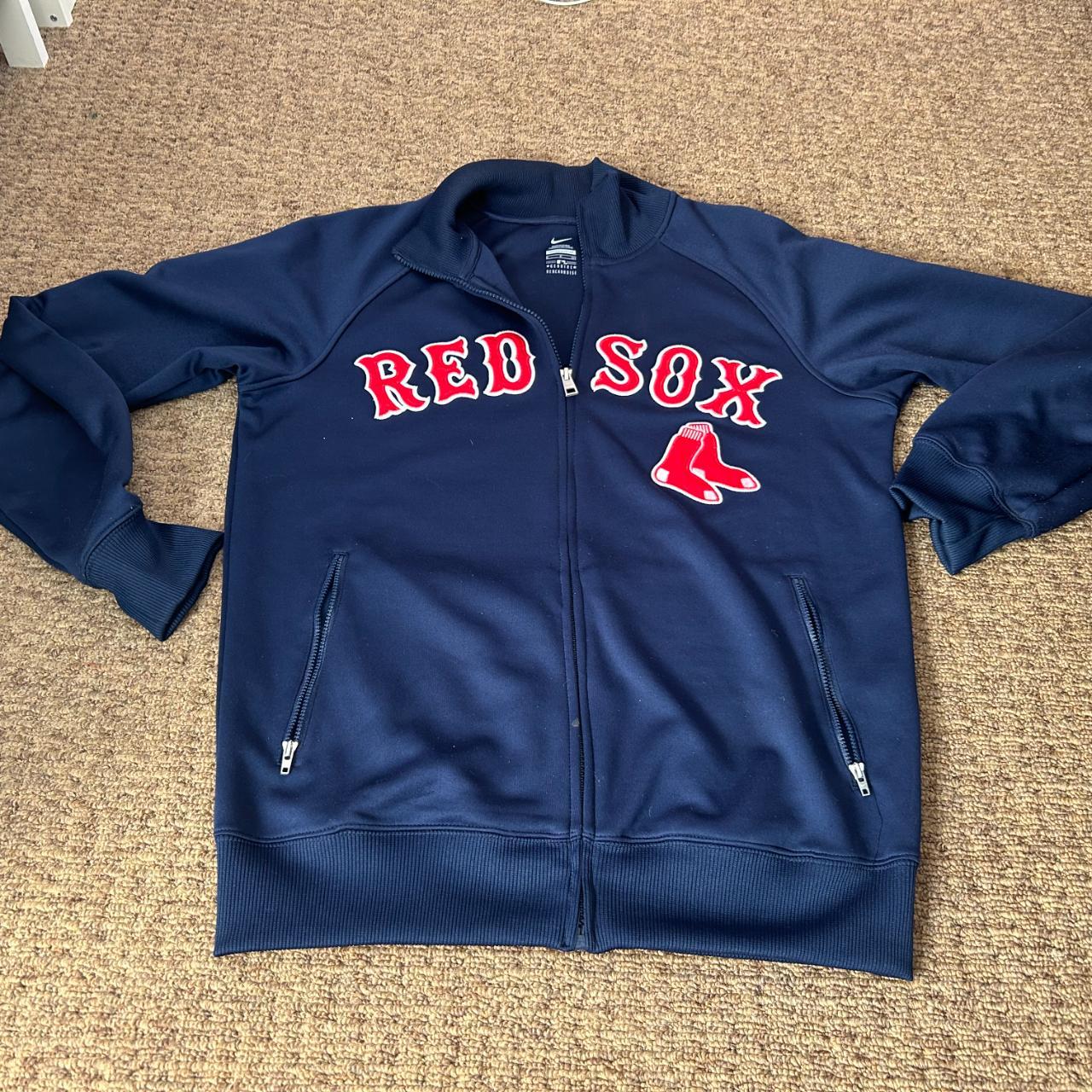 Nike Boston Red Sox spellout blue full zip jacket... - Depop