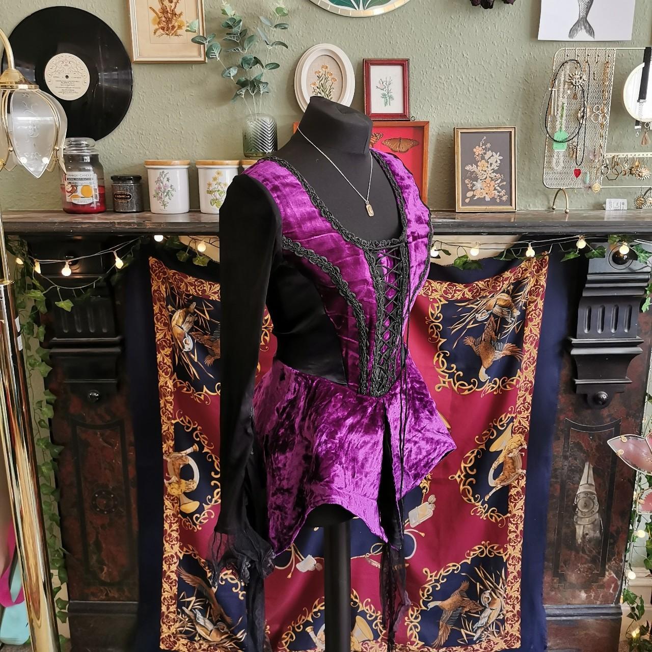 Raven style purple velvet corset / basque top. Mesh... - Depop