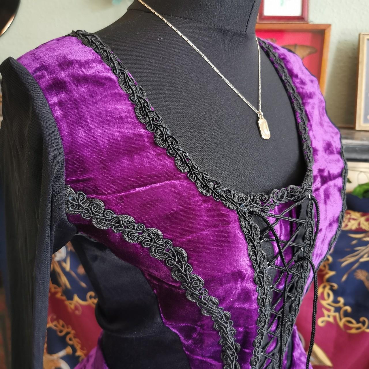 Raven style purple velvet corset / basque top. Mesh... - Depop