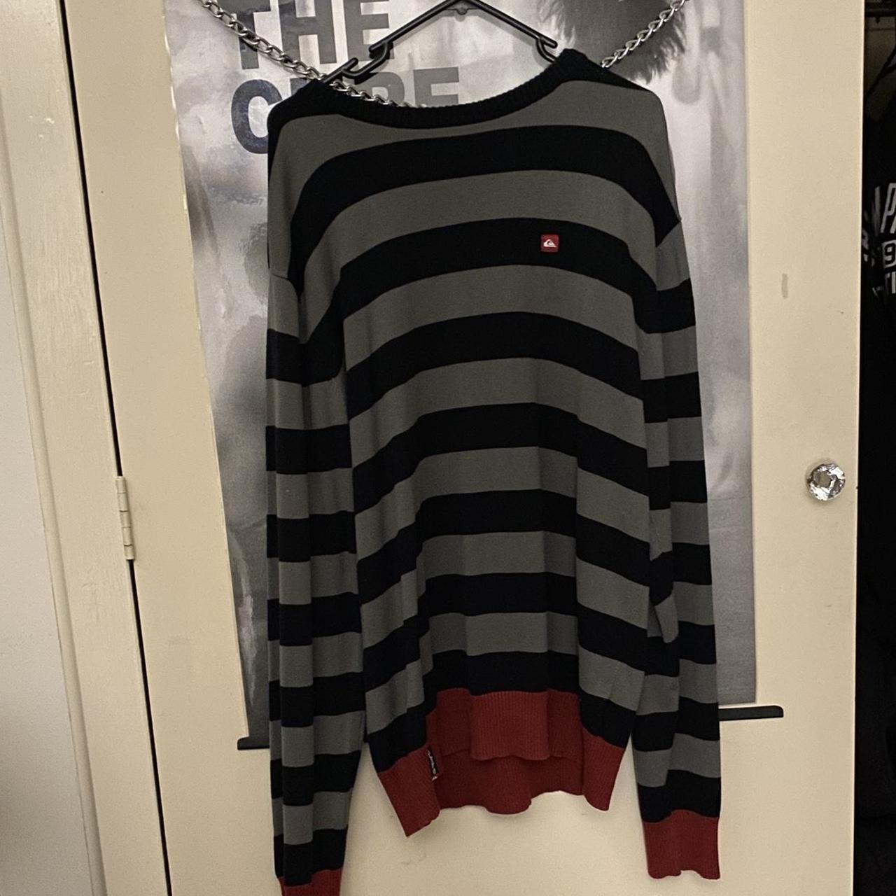 Striped black tan and red quicksilver sweater Cool... - Depop