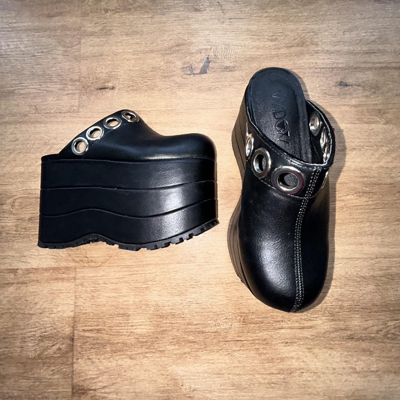 platform clogs with metal accessory - Depop